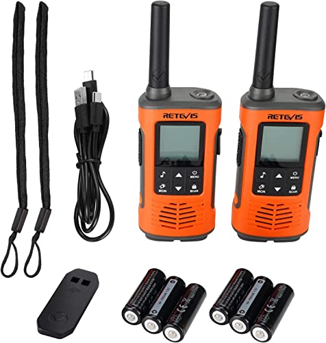 Retevis RT45P Waterproof Walkie Talkies IP67,Rechargeable Two Way Radio for Adults,22CH SOS NOAA,with 1000mAh Battery and USB-C Charger,Long Range 2 Way Radios for Skiing Fishing Boating (2 Pack)