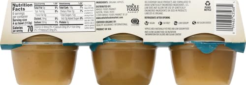 365 by Whole Foods Market, Organic Unsweetened Apple Sauce 6 Pack, 24 Ounce