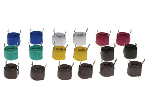 RLECS 18-Pack Trimmer Variable Capacitance for Arduino 5PF 10PF 20PF 30PF 40PF 50PF 60PF 70PF 120PF Adjustable Capacitor Kit (2pcs of Each Value)