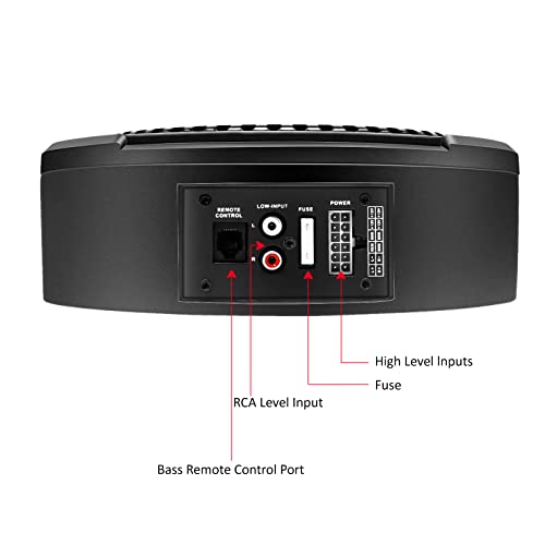 RECOIL SL1708 240 Watt 8" Under-Seat Slim Amplified Car Subwoofer with 99.99% Oxygen Free Copper Installation Wiring Kits