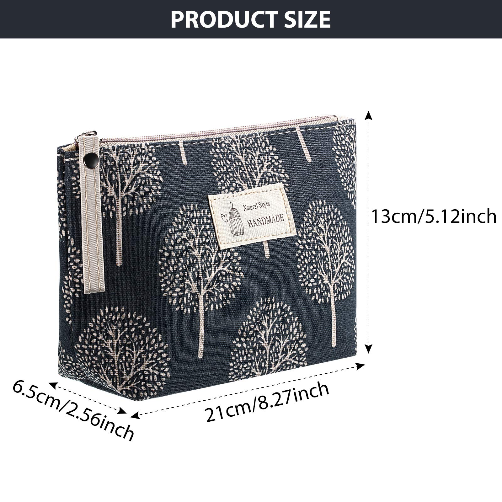 Boao 6 Pieces Canvas Cosmetic Bags Pouches for Purse with Zipper Printed Makeup Bag Multi Function Canvas Travel Pouch Organizer Pouch for Women Vacation Travel, 6 Styles(Grid Style)