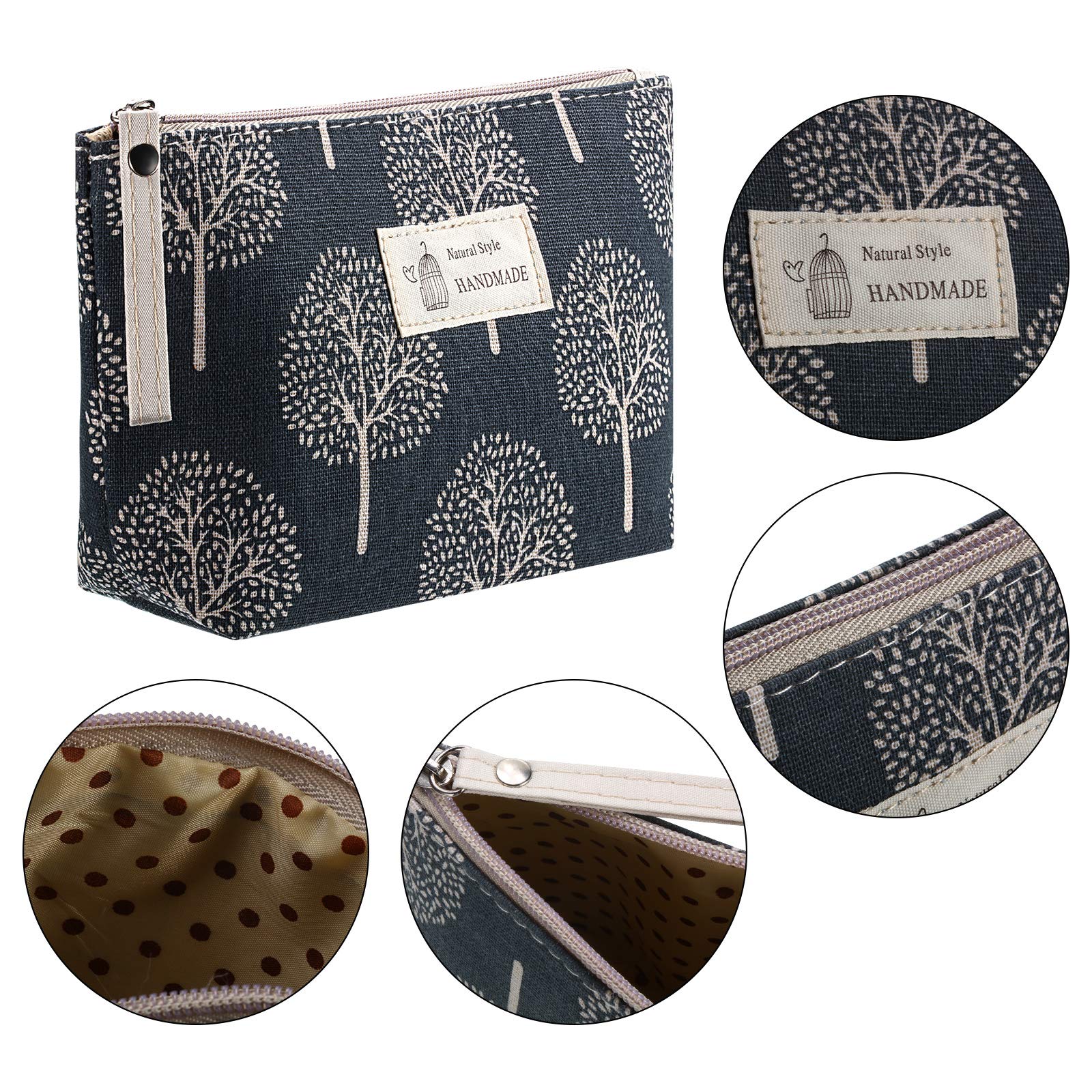 Boao 6 Pieces Canvas Cosmetic Bags Pouches for Purse with Zipper Printed Makeup Bag Multi Function Canvas Travel Pouch Organizer Pouch for Women Vacation Travel, 6 Styles(Grid Style)