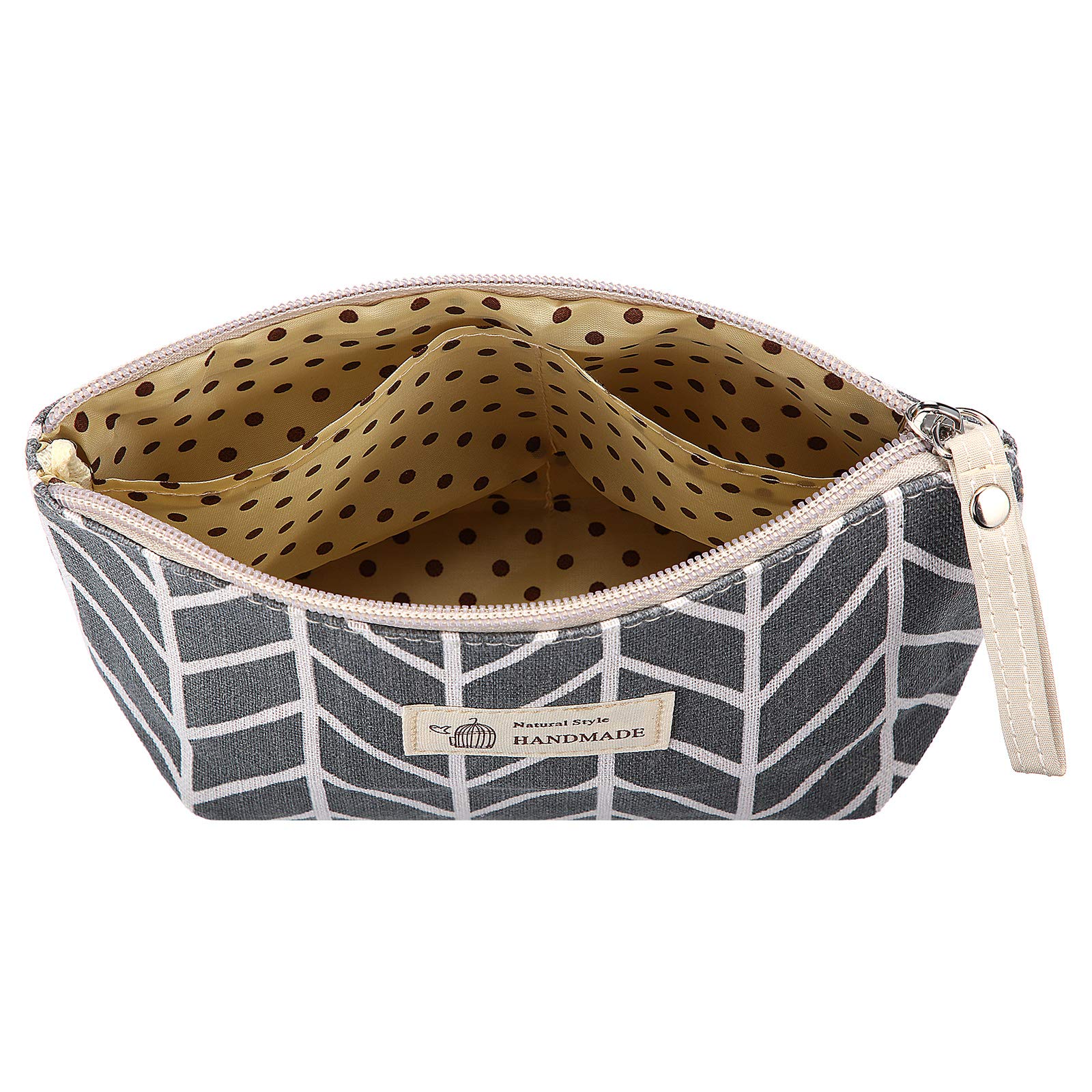 Boao 6 Pieces Canvas Cosmetic Bags Pouches for Purse with Zipper Printed Makeup Bag Multi Function Canvas Travel Pouch Organizer Pouch for Women Vacation Travel, 6 Styles(Grid Style)