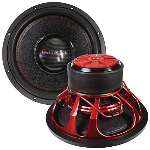 American Bass HAWK 15 Inch Dual 4 Ohm Voice Coil 3000 Watt Subwoofer Speaker with 80 Ounce Magnet and Kevlar Fiber Non-Pressed Paper Cone, Red
