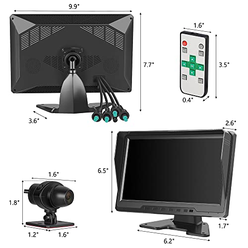 VSYSTO X10 HD Backup Camera and Dashcam System 10-inch LCD Quad Split View with 4 Channel Separate Sync Recording Waterproof Night Vision Cameras Front Rear Side View for Semi Truck Van RV Trailer