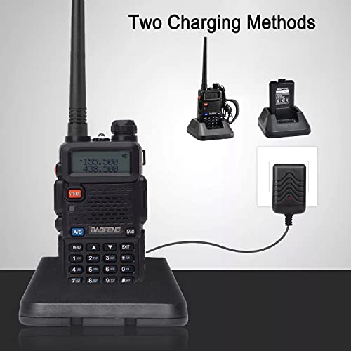 BAOFENG UV5R Radio, Handheld Ham Radio Long Range, Rechargeable Two Way Radios, Portable Walkie Talkies for Adults with Earpiece, Dual Band Programmable Radio with Programming Cable(2 Pack)