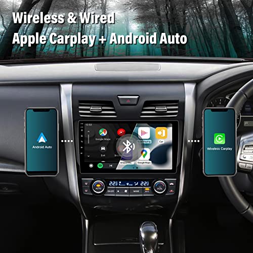 Wireless Apple Car Play Radio, ViaBecs 10.2β Bluetooth Car Stereo for 2014-2018 Nissan Altima Support Android Auto, Bluetooth 5.0, GPS Navigation, Subwoofer, SWC, 36-EQ DSP, AM/FM Car Radio Receiver