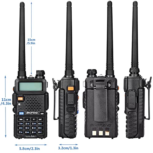 BAOFENG UV5R Radio, Handheld Ham Radio Long Range, Rechargeable Two Way Radios, Portable Walkie Talkies for Adults with Earpiece, Dual Band Programmable Radio with Programming Cable(2 Pack)
