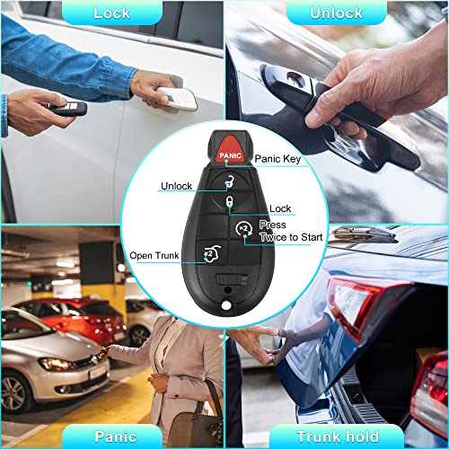 X AUTOHAUX Replacement Keyless Entry Remote Car Key Fob M3N5WY783X 433Mhz for Jeep Grand Cherokee 2008-2010 for Commander 2008 2009 2010 5 Buttons with Door Key