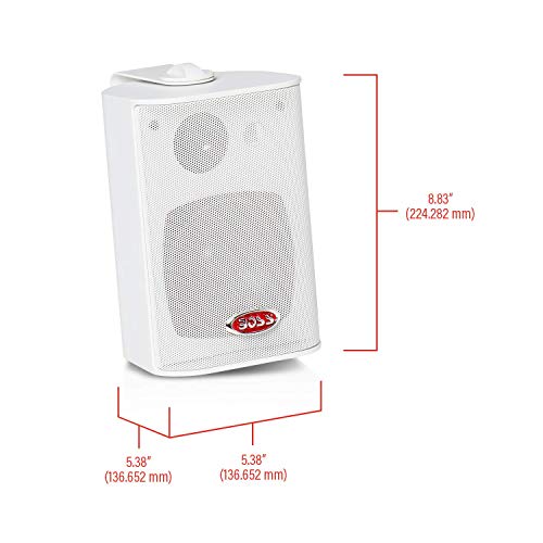 BOSS Audio Systems MGR350B Marine Gauge Receiver - Bluetooth, Digital Media MP3 Player + MR4.3W 200-Watt 3 Way Marine 4-Inch Enclosed System Speakers.