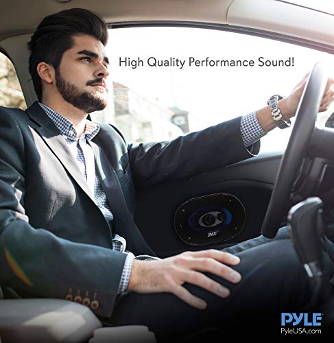 Pyle 4'' x 6'' Three Way Sound Speaker System - Pro Mid Range Triaxial Loud Audio 240 Watt per Pair w/ 4 Ohm Impedance and 3/4'' Piezo Tweeter for Car Component Stereo PL463BL
