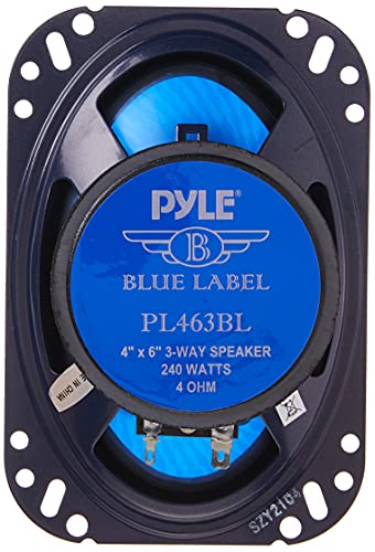Pyle 4'' x 6'' Three Way Sound Speaker System - Pro Mid Range Triaxial Loud Audio 240 Watt per Pair w/ 4 Ohm Impedance and 3/4'' Piezo Tweeter for Car Component Stereo PL463BL