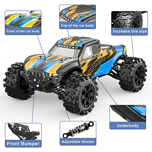 GUOKAI Remote Control Car All Terrain 4 Wheel Drive Rock Crawler RC Monster Truck High Speed with Two Shells and Batteries