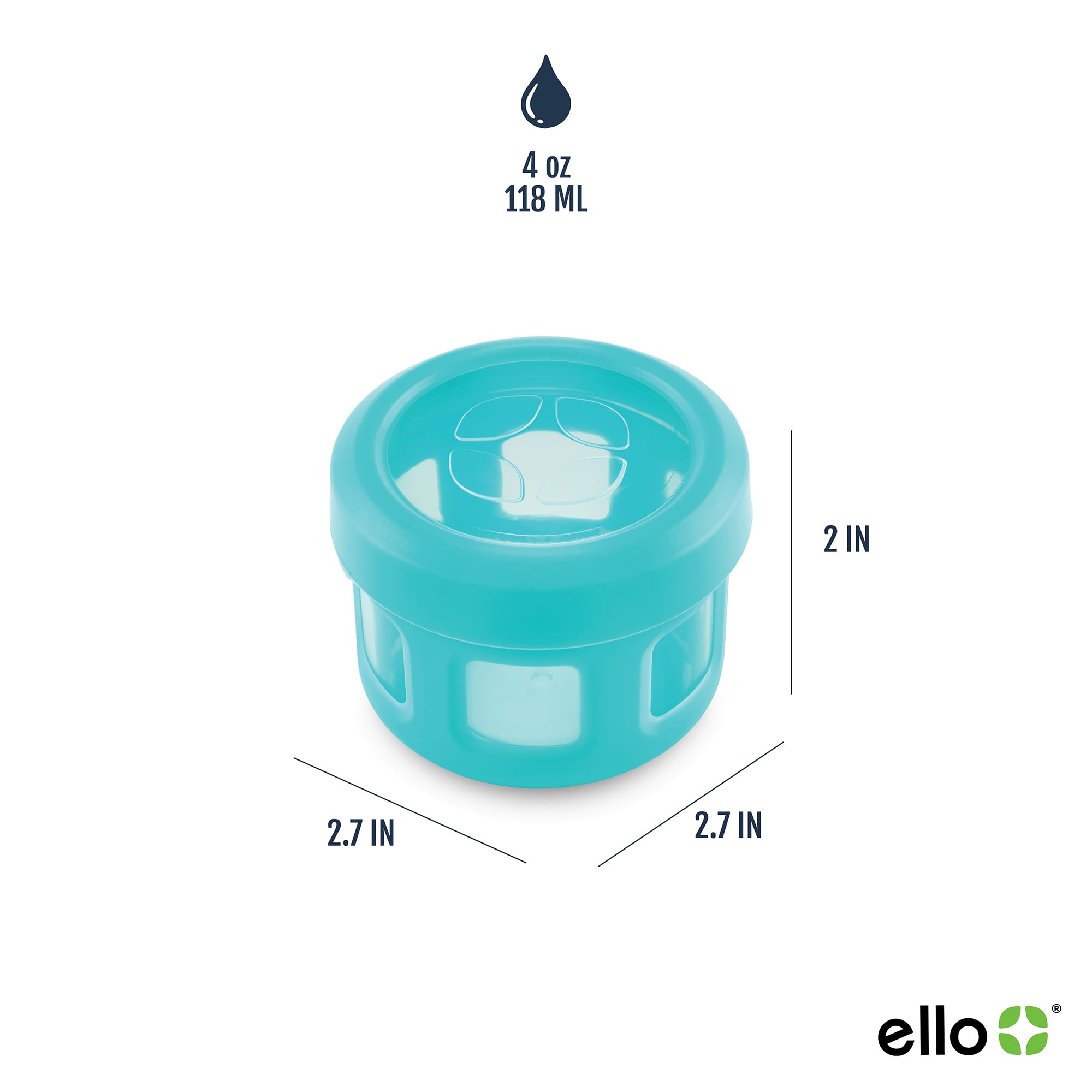 Ello Plastic Reusable Condiment Travel Containers with Screw-Top Leak Proof Lid, 5 oz, Fruit Cobbler