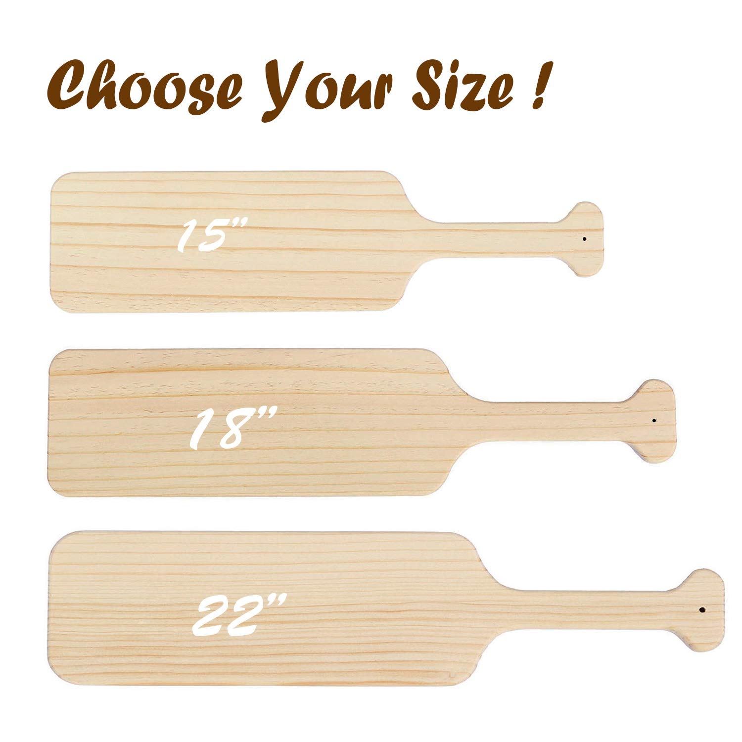 Battife 15 Inch Greek Fraternity Paddle, Unfinished Solid Pine Wood Paddles, Wooden Sorority Frat Paddle for Arts Crafts
