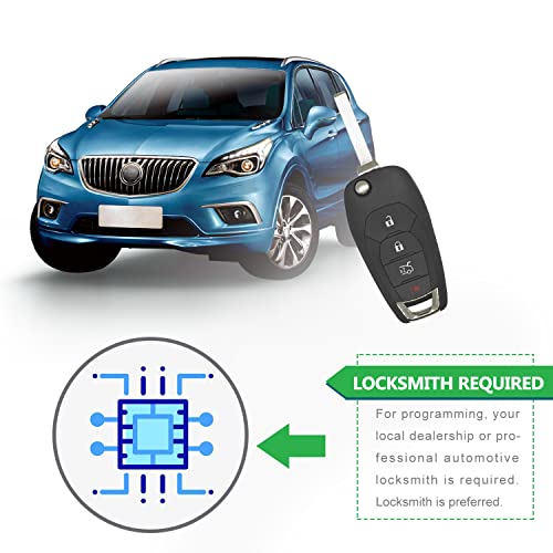 Extra-Partss Keyless Remote Car Key Fob Replacement for 2016 2017 2018 2019 Cruze (XL8 Systems Only) 4 Button LXP-T004 433Mhz (1)