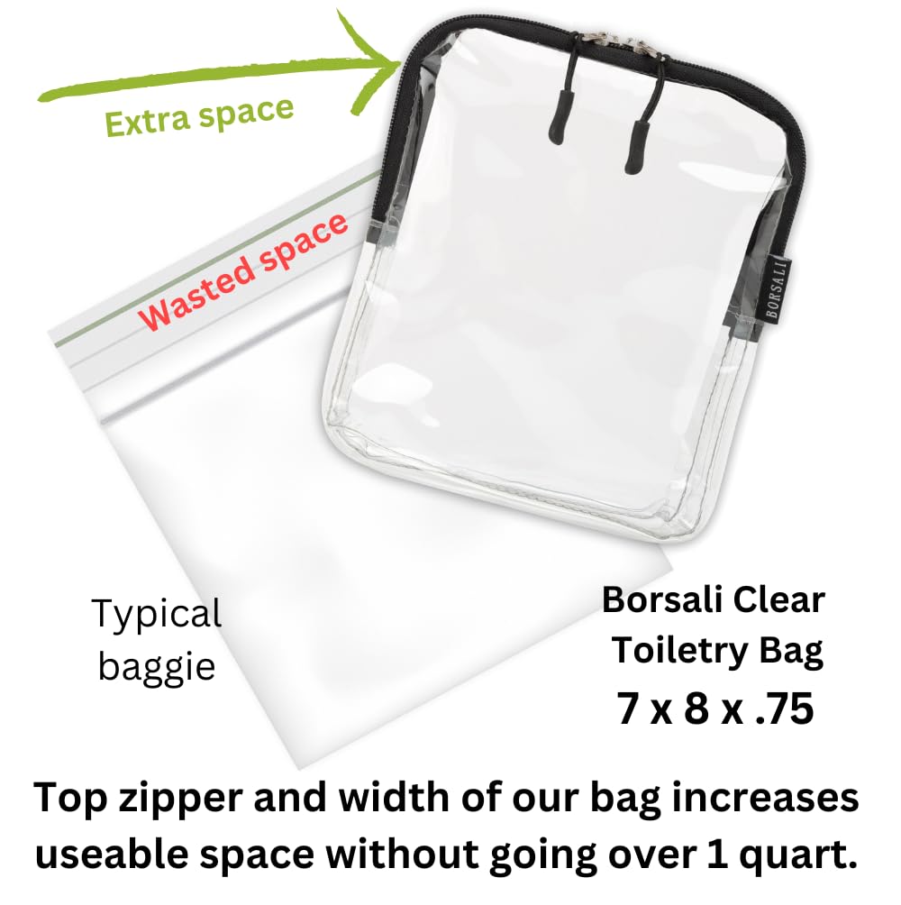 BORSALI Travel Hanging Toiletry Bag for Women with Travel Bottles and TSA Approved Clear Cosmetic, 3-1-1 Liquids Bag, Complete Toiletry Set Includes Portable Mirror, Storage Bag and Gift Box