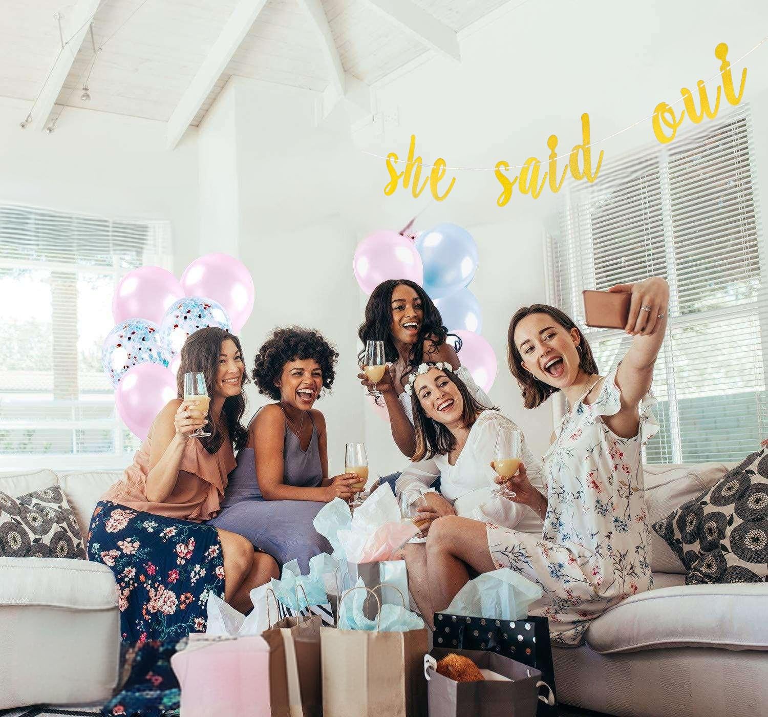She Said Oui Banner Paris Themed Bachelorette Party Decorations Bride to be Banner she Said yes Banner, Engagement/Bridal Shower/Wedding Decorations
