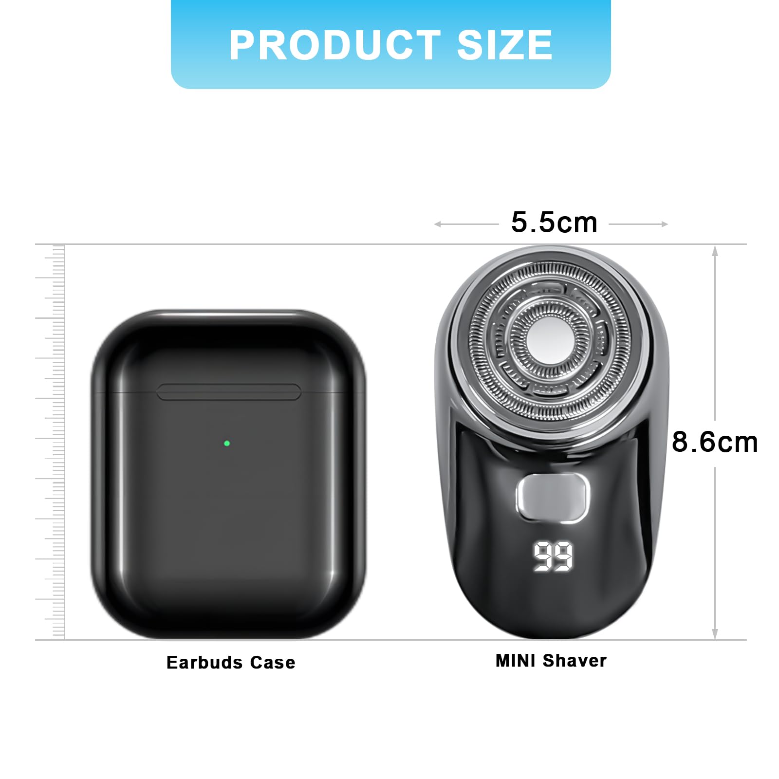Ssoiew Mini Shaver, Portable Electric Razor for Men, Waterproof & Pocket Size, Wet & Dry, USB Rechargeable, Compact & Portable Travel, Powerful Shaver for Men (Silver)