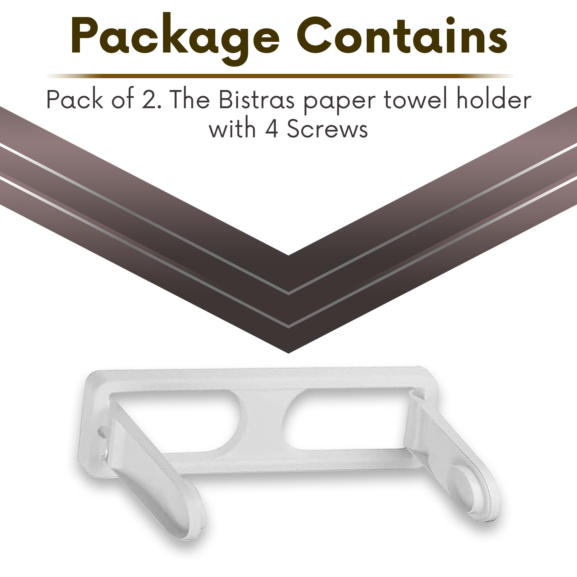 Bistras Wall Mount Paper Towel Holder Dispenser for Kitchen and Bath, Vertical or Horizontal Mount, Under Cabinet Includes 2 Screws (White 1 pk)