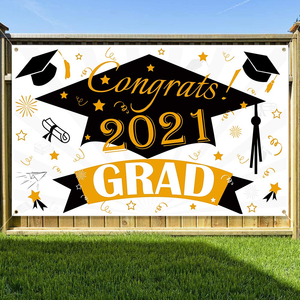 Graduation Banner for Class of 2022 - Graduation Party Supplies Large 73” x 45” Backdrop with 12pcs Balloons 18pcs Hanging Swirls String Graduation Decorations Kit Congrats Grad Indoor Outdoor