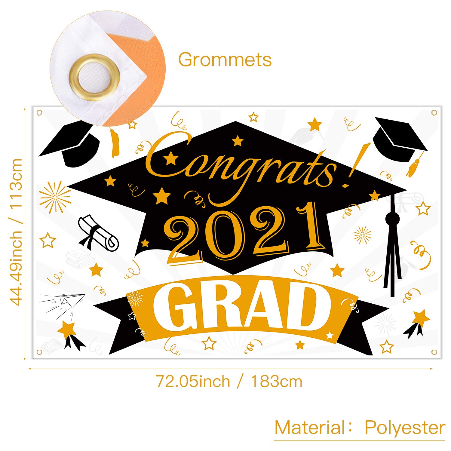 Graduation Banner for Class of 2022 - Graduation Party Supplies Large 73” x 45” Backdrop with 12pcs Balloons 18pcs Hanging Swirls String Graduation Decorations Kit Congrats Grad Indoor Outdoor