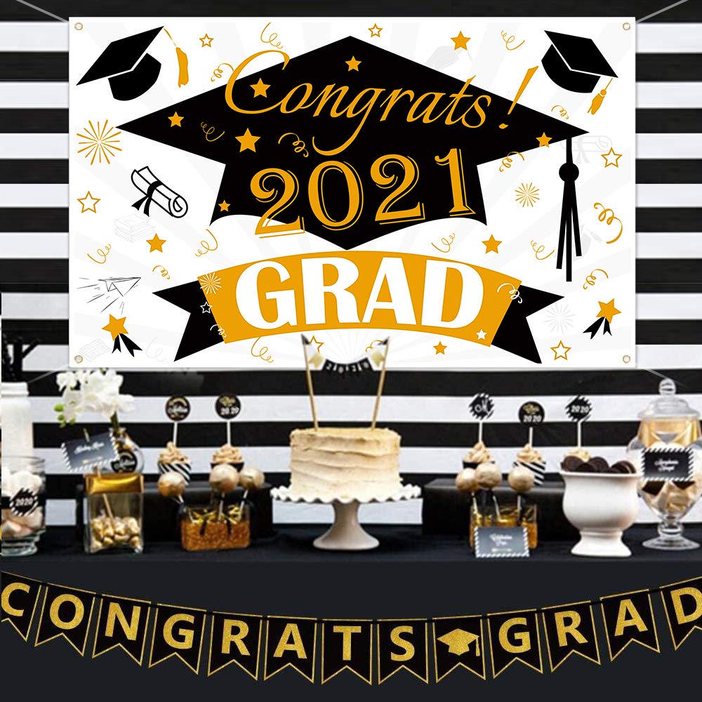 Graduation Banner for Class of 2022 - Graduation Party Supplies Large 73” x 45” Backdrop with 12pcs Balloons 18pcs Hanging Swirls String Graduation Decorations Kit Congrats Grad Indoor Outdoor
