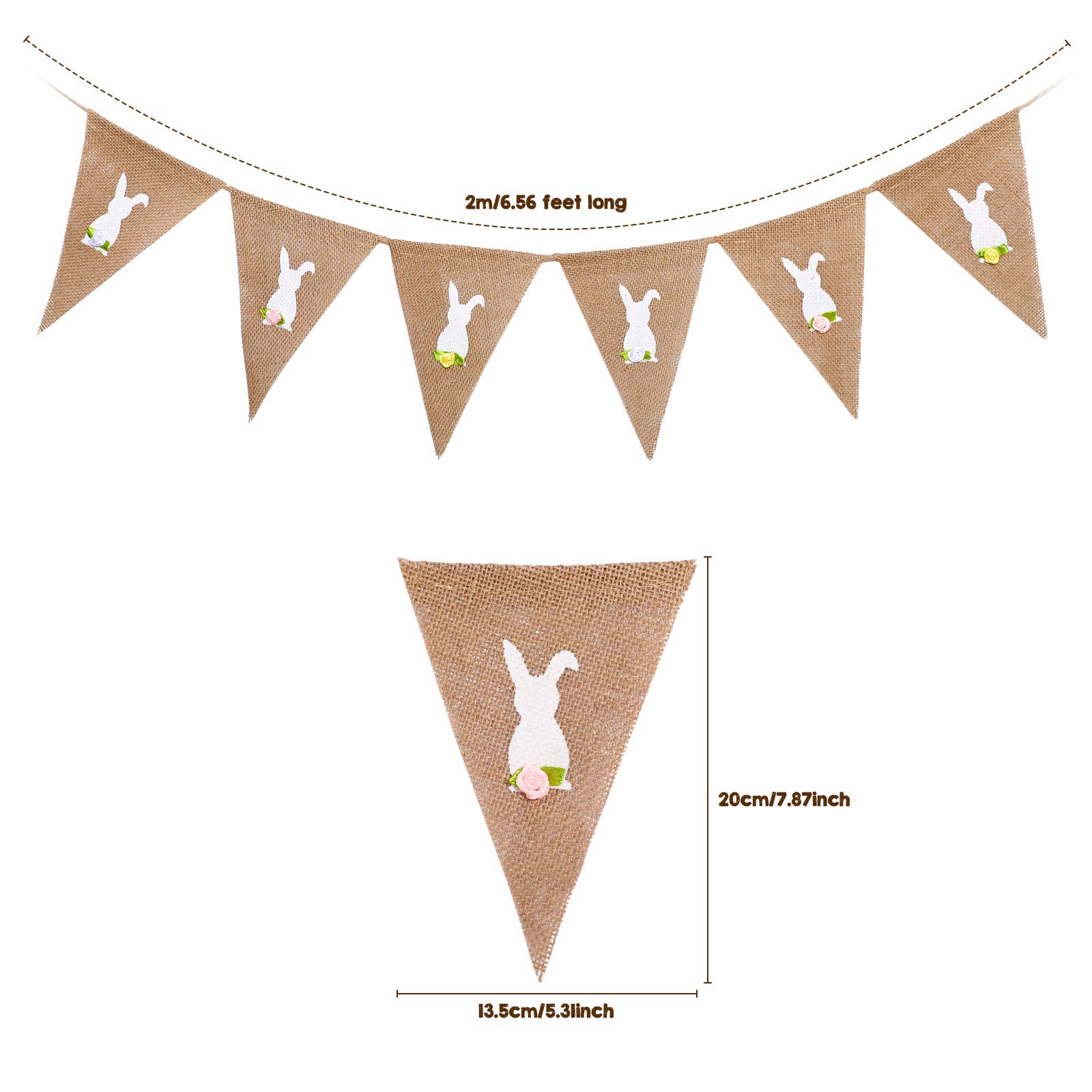Easter Banner Burlap Garland Banners, Burlap Bunny Garland for Easter Decorations Fireplace Home Office School Outdoor Party Supply