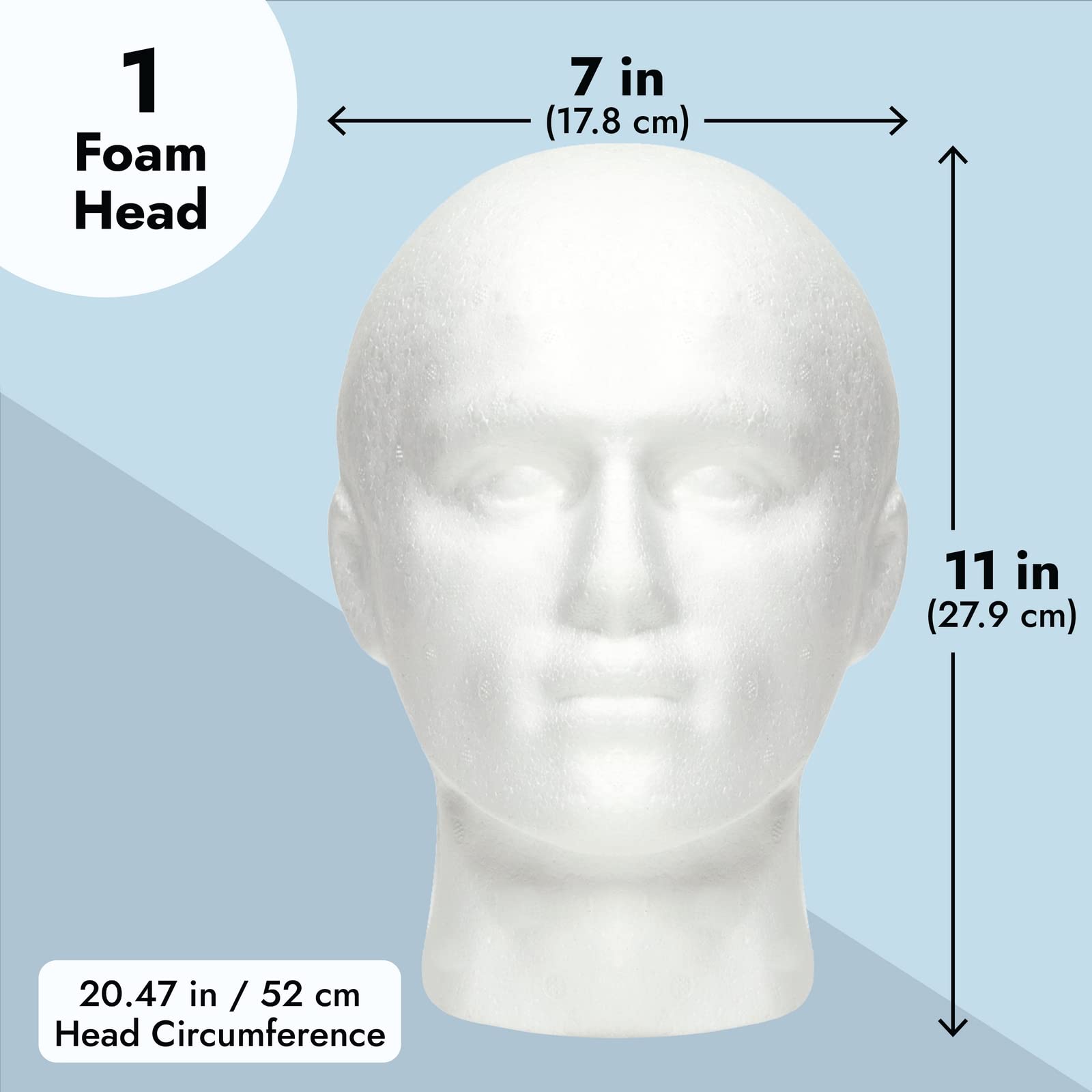 Juvale Male Head Form, Foam Mannequin Display for Hats, Wigs, Mask, Cap, White (9 x 11 In)