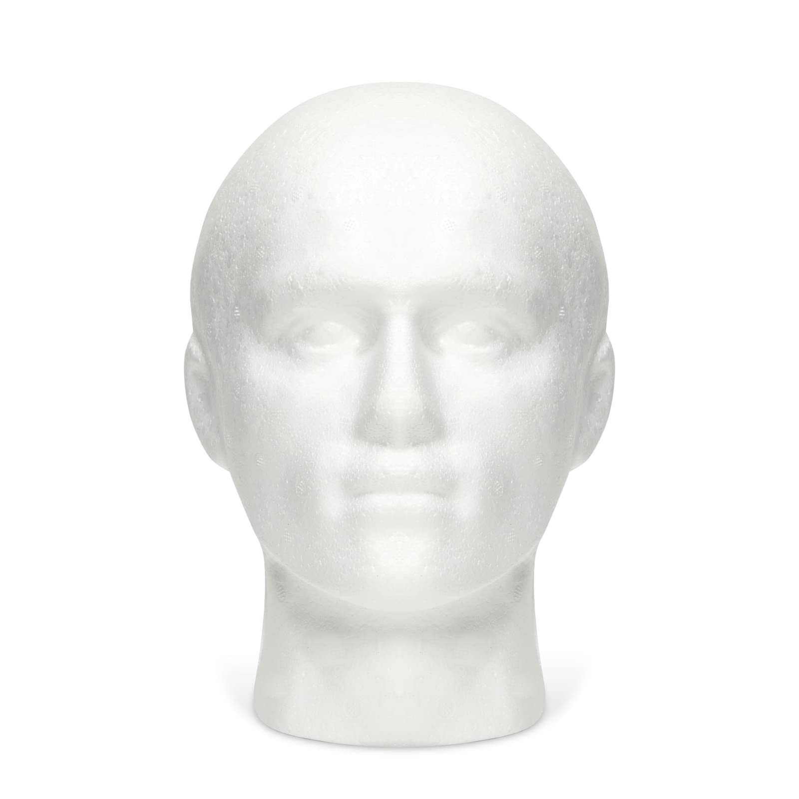 Juvale Male Head Form, Foam Mannequin Display for Hats, Wigs, Mask, Cap, White (9 x 11 In)