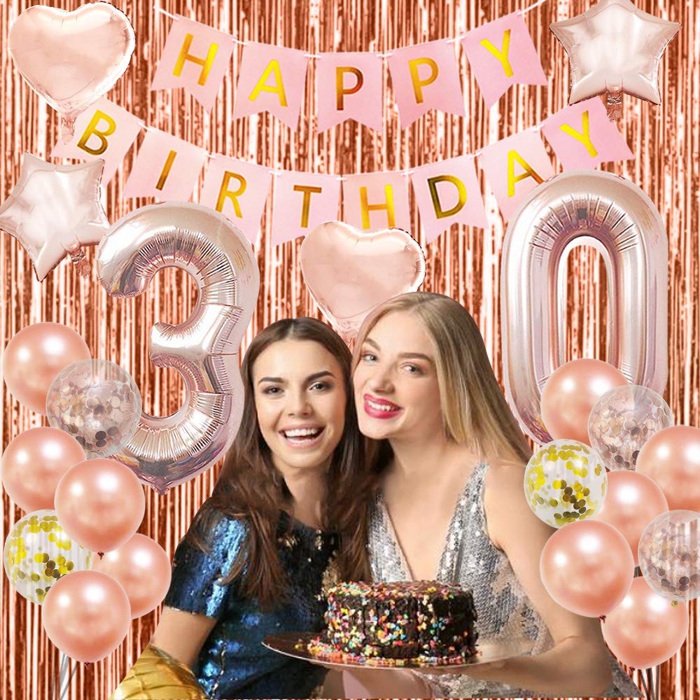 30th Birthday Decorations for Women30 Birthday Decorations for Her 30 Balloon Numbers 30th Birthday Party Decorations