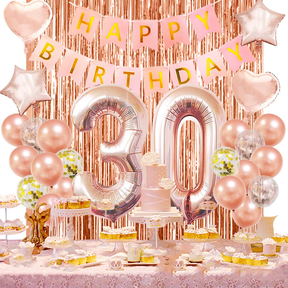 30th Birthday Decorations for Women30 Birthday Decorations for Her 30 Balloon Numbers 30th Birthday Party Decorations
