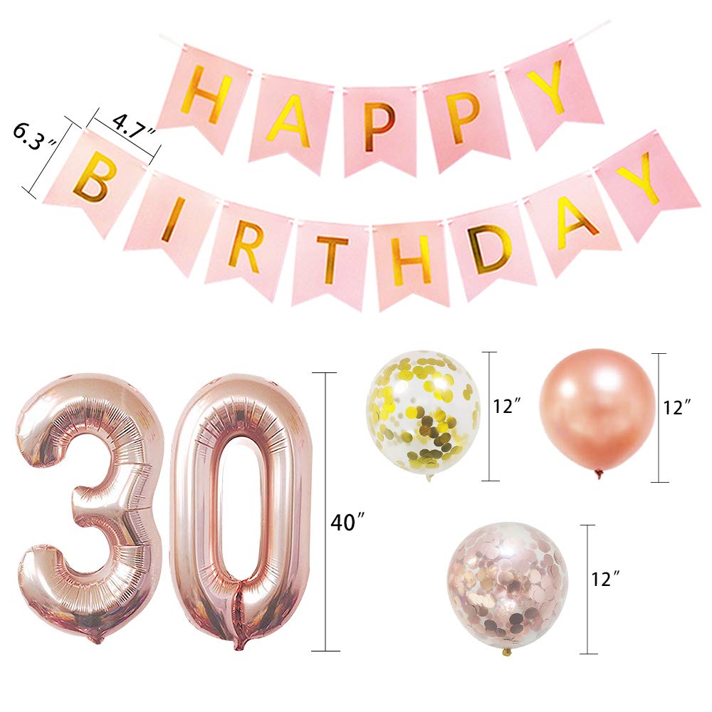 30th Birthday Decorations for Women30 Birthday Decorations for Her 30 Balloon Numbers 30th Birthday Party Decorations