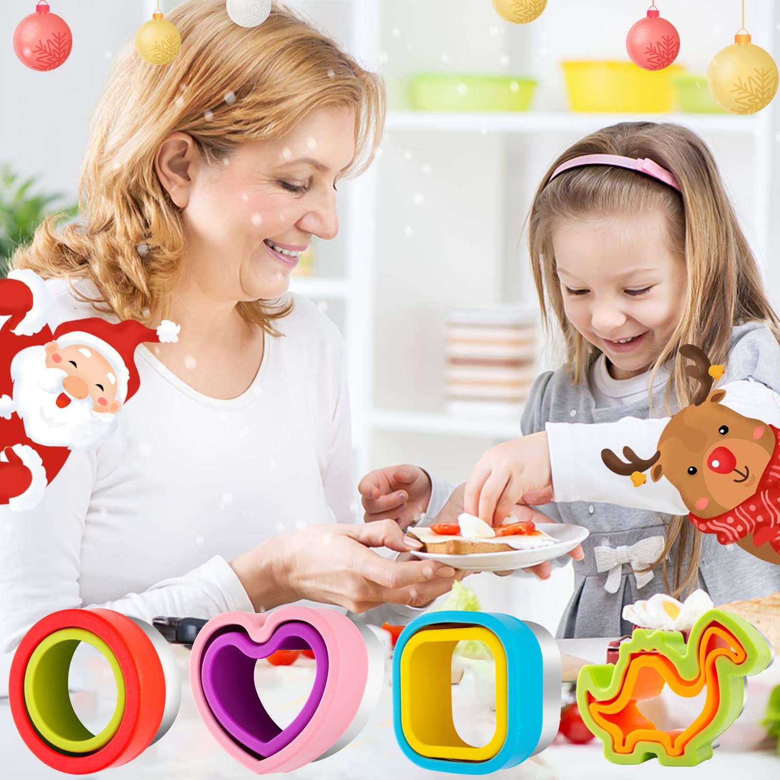 Sandwich Cutter for Kids 22 Piece (MEDIUM), Nifogo Cookie Cutters and Sealer Set, Bread Decruster Pancake Maker Heart Square Circle Dinosaur Shape DIY Mold for Boys Girls
