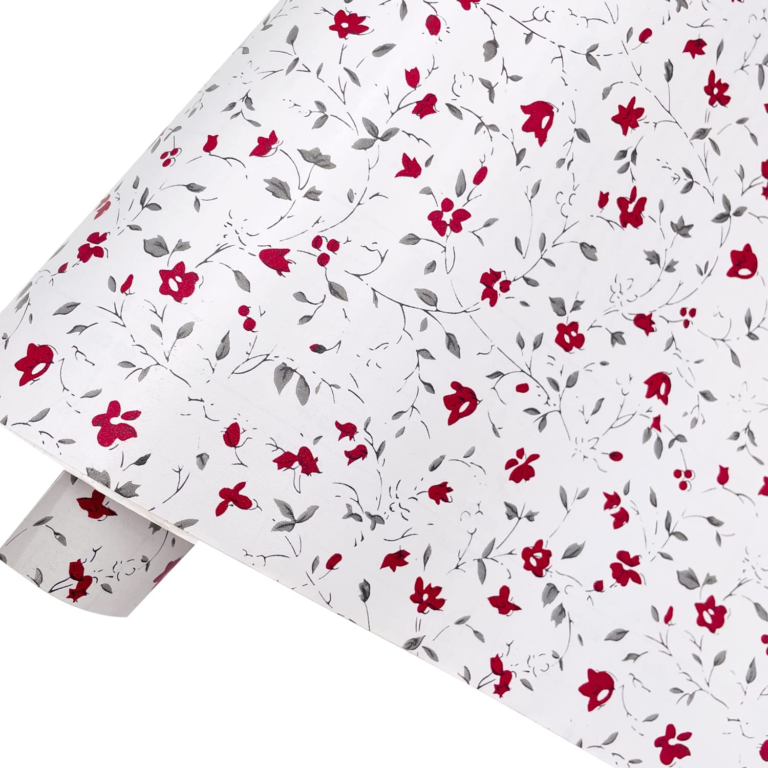Yifely Red Rural Floral Shelf Liner Locker Decor Sticker Self-Adhesive Furniture Paper 17.7 Inch by 9.8 Feet