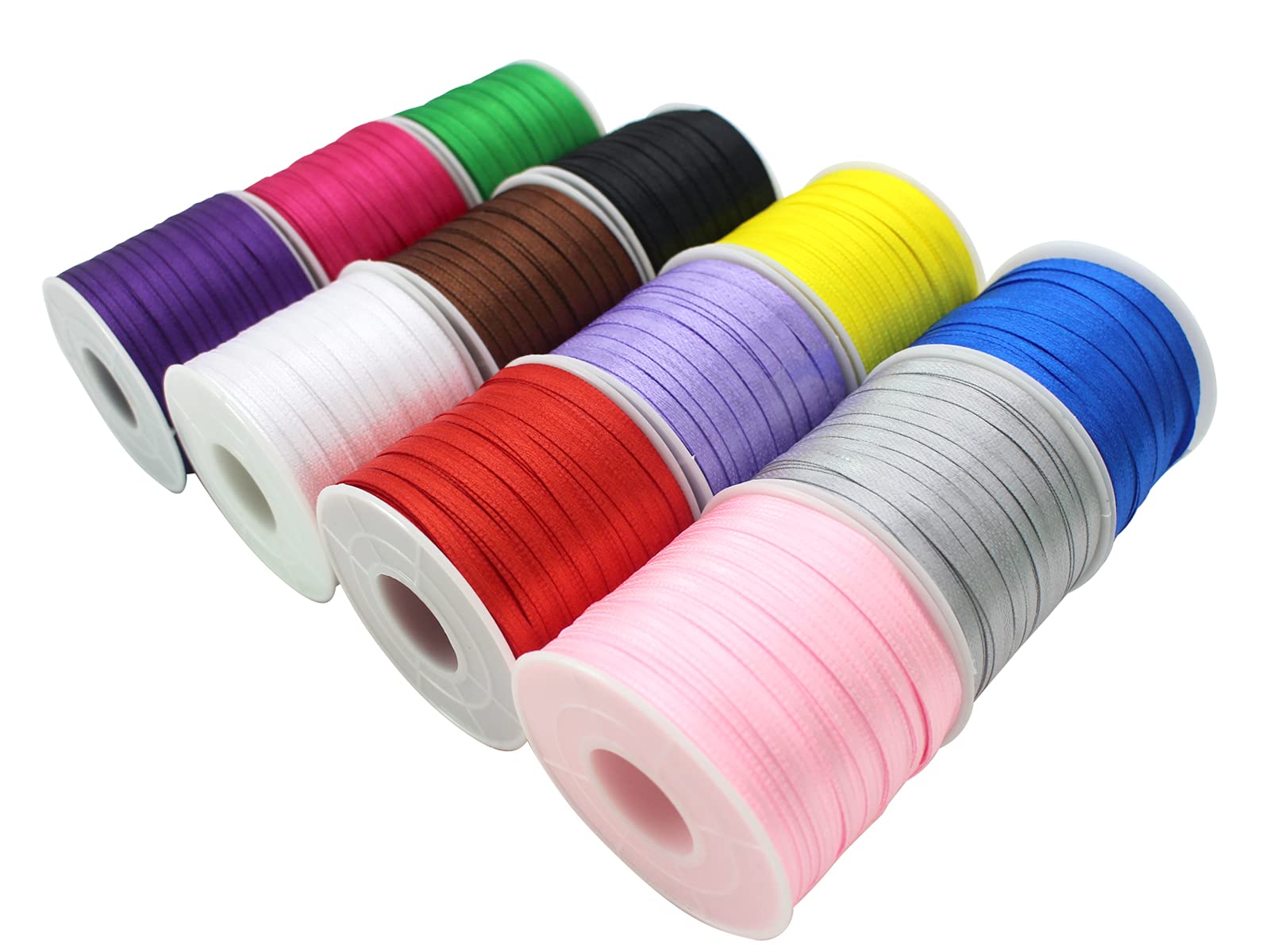 Jesep 1/8" Soild Satin Ribbon Boutique Gift Wrapping Package Ribbon, DIY Crafts, Balloons, Florists, Showers Ribbon Assorted Colors Ribbon (Pack of 12)