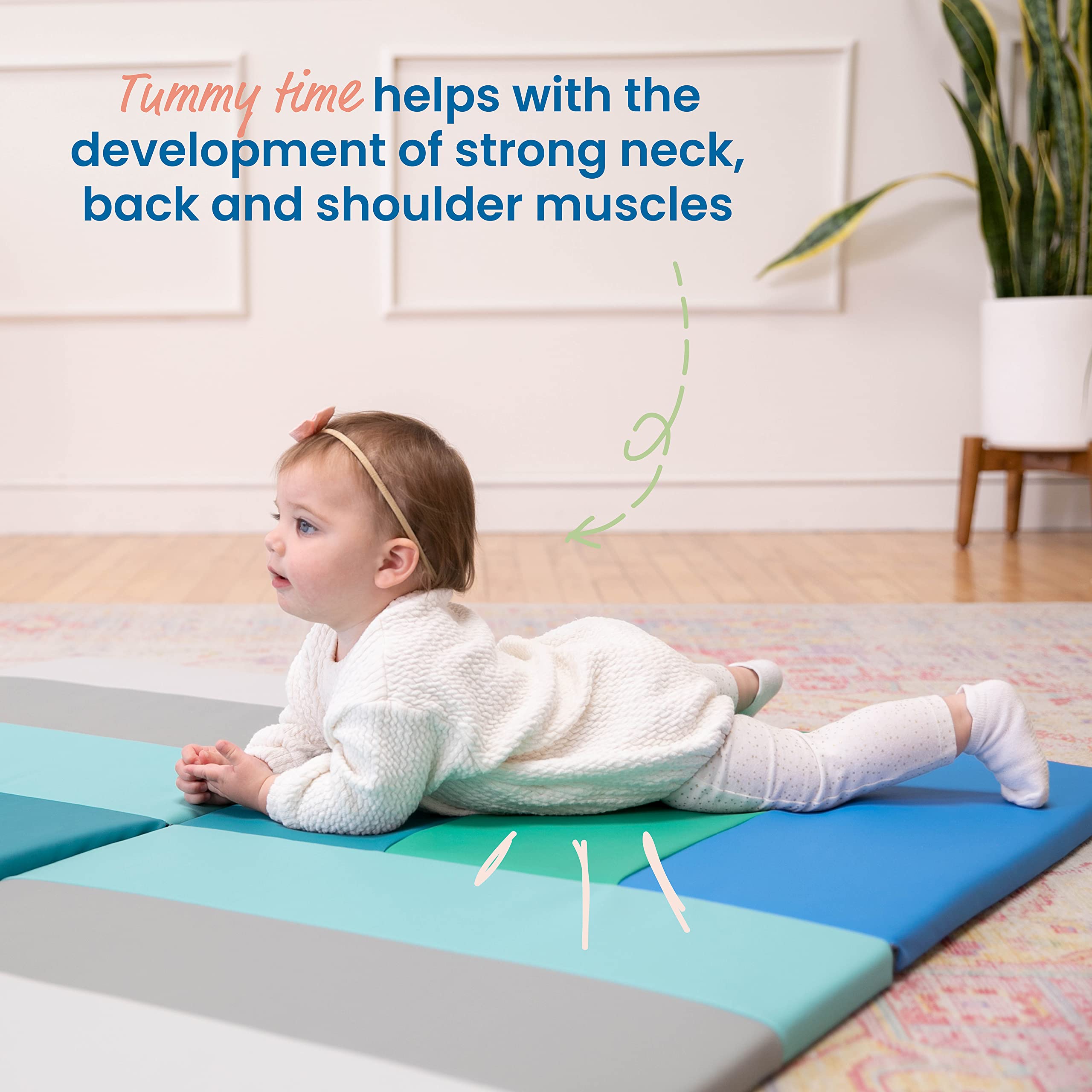 ECR4Kids SoftZone Turning Tiles Activity Mat, Colorful Soft Toddler Crawling and Tummy Time Foam Mat, Padded Infant Floor Mat, Safe Active Play for Babies, Foldable Design - Contemporary Large