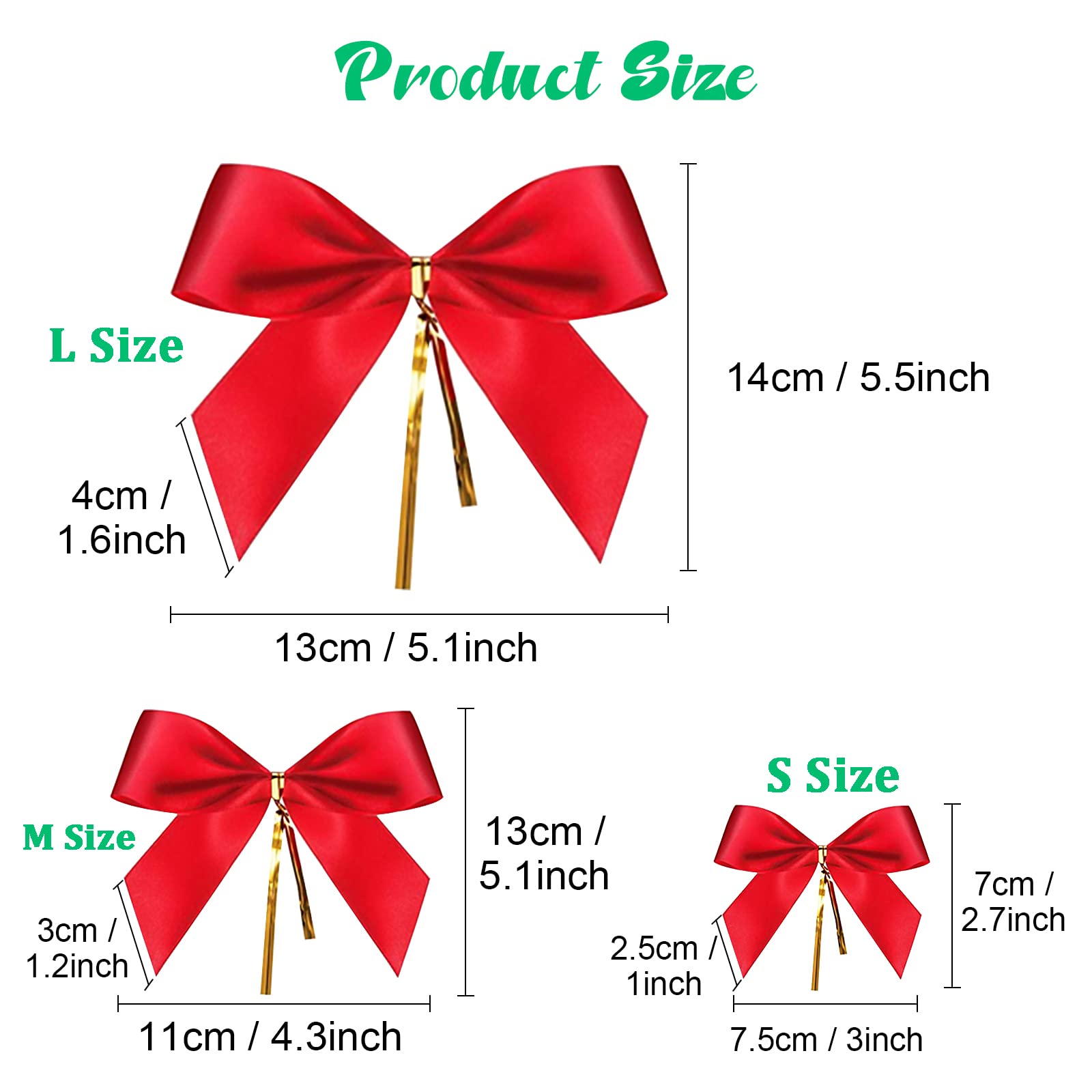AKLVBL 48 Pack Satin Ribbon Bows Pretied Bows for DIY Craft,Wedding, Treat Bags, Gift Bags, Bakery Candy Bags and Package Decorating (S Size)