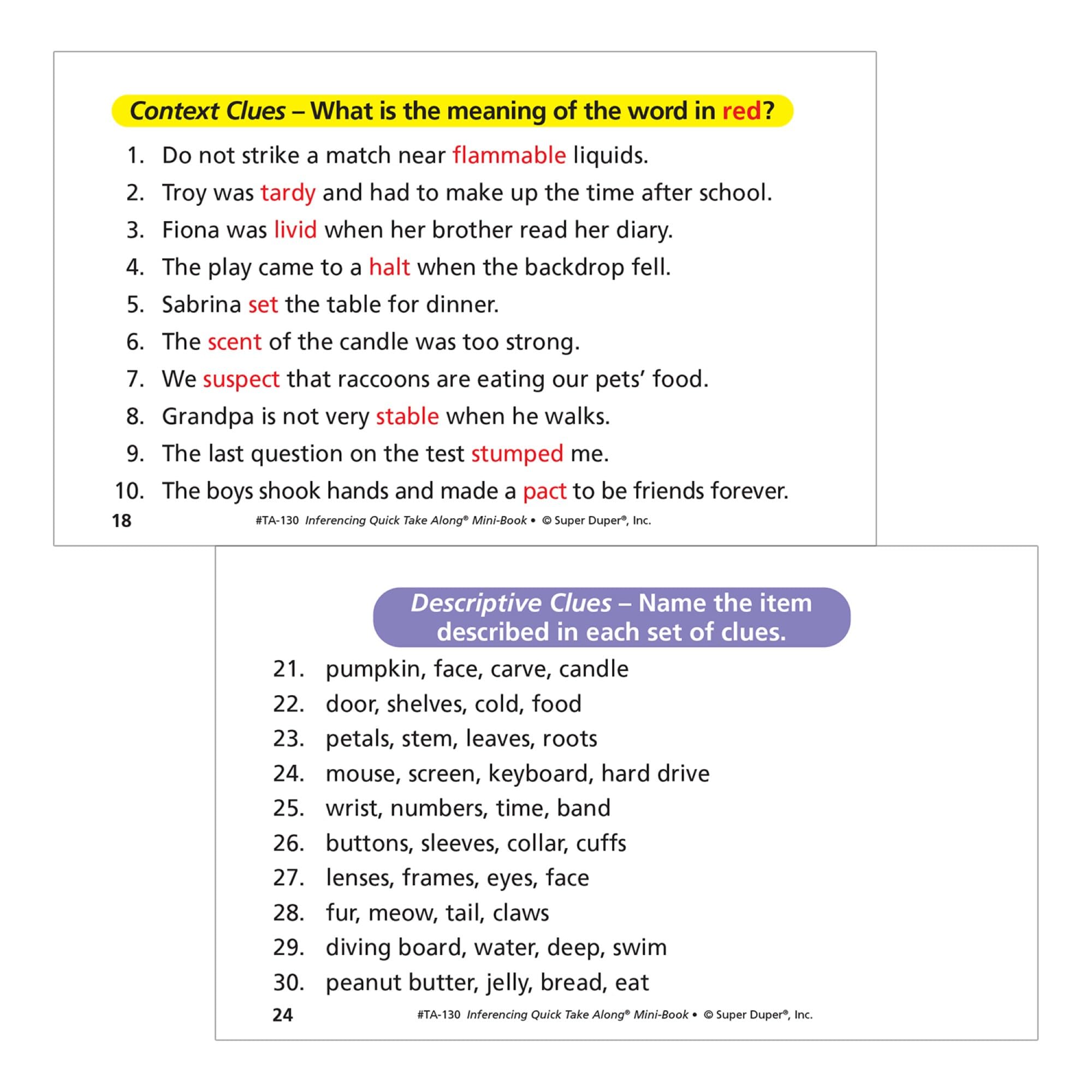 Super Duper Publications | Inferencing Quick Take Along® | Educational Learning Resources for Children