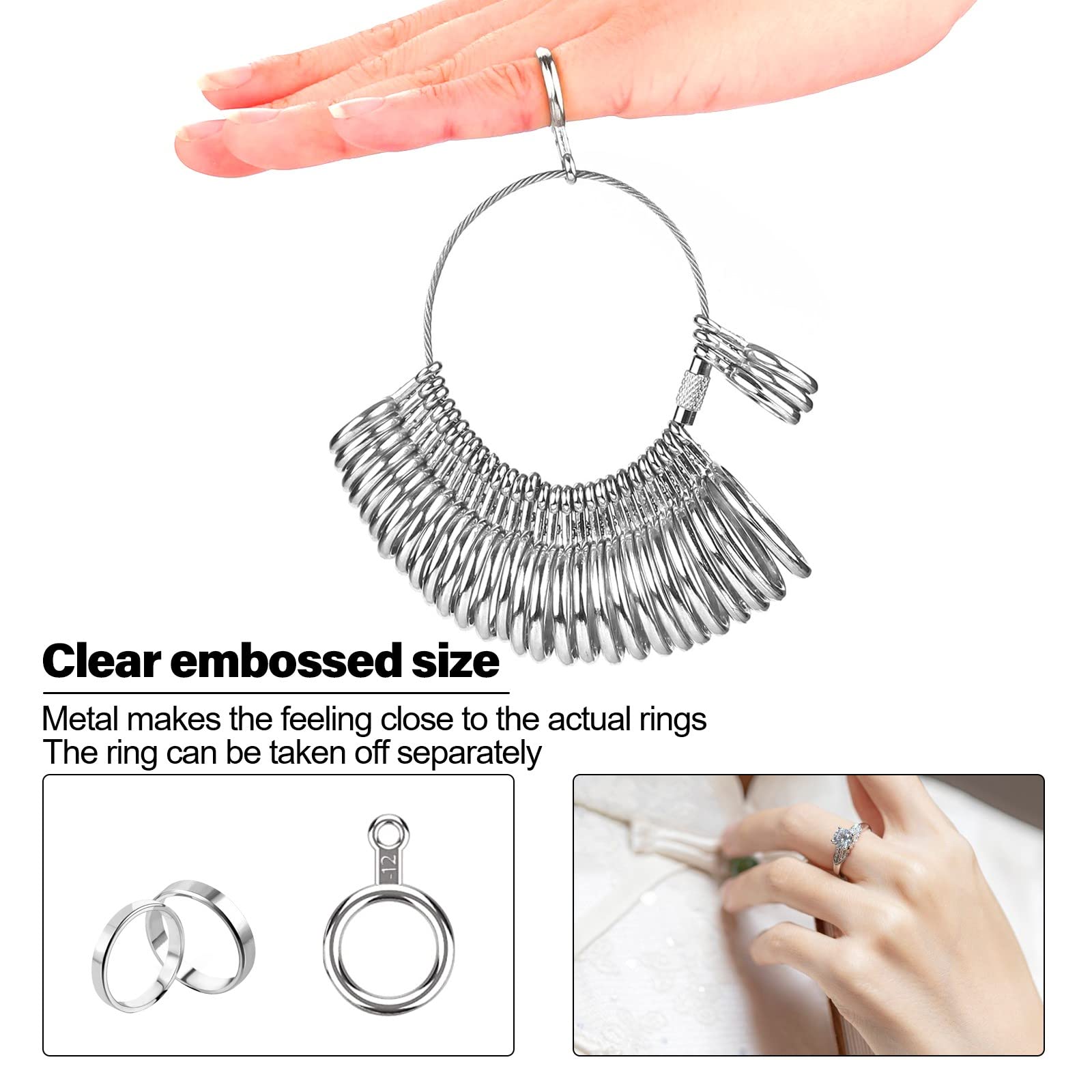 Metal Ring Sizer Measuring Tool Set, US Ring Mandrel for Ring Making and Finger Measuring, Three Ways to Quickly Find The Right Size (4PCS)