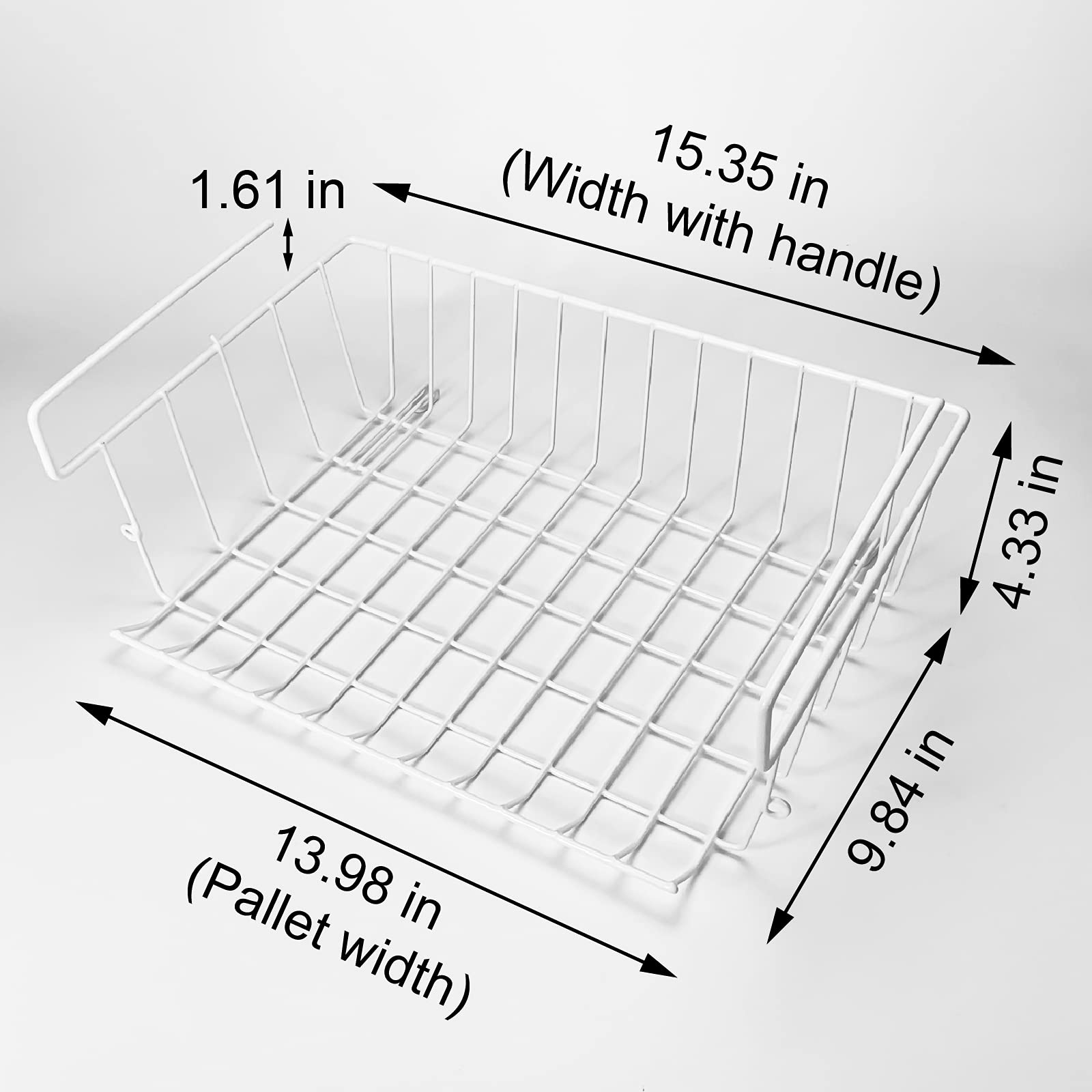 Under Shelf Basket , 2 Pack White Wire Under Shelf Basket , Slides Under Shelves for Storage, Space Saving for Kitchen Counter Pantry Desk Bookshelf Cupboard
