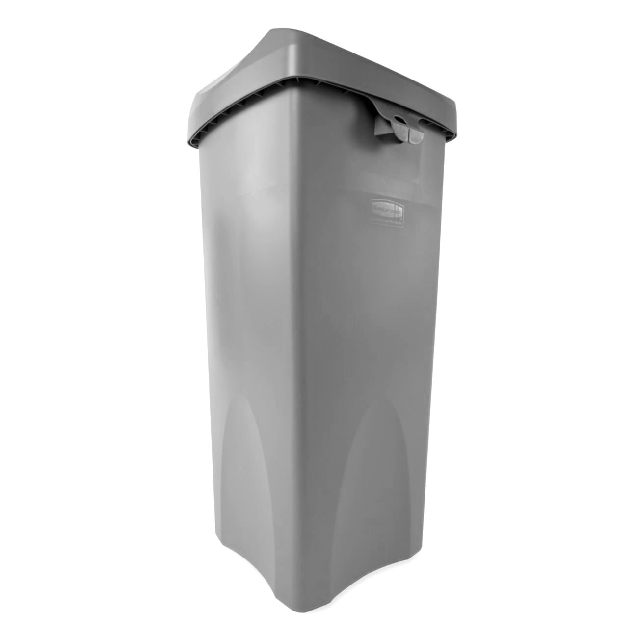 Rubbermaid Commercial Products Untouchable Square Trash/Garbage Container with Lid, 23-Gallon, Gray, Wastebasket for Outdoor/Restaurant/School/Kitchen