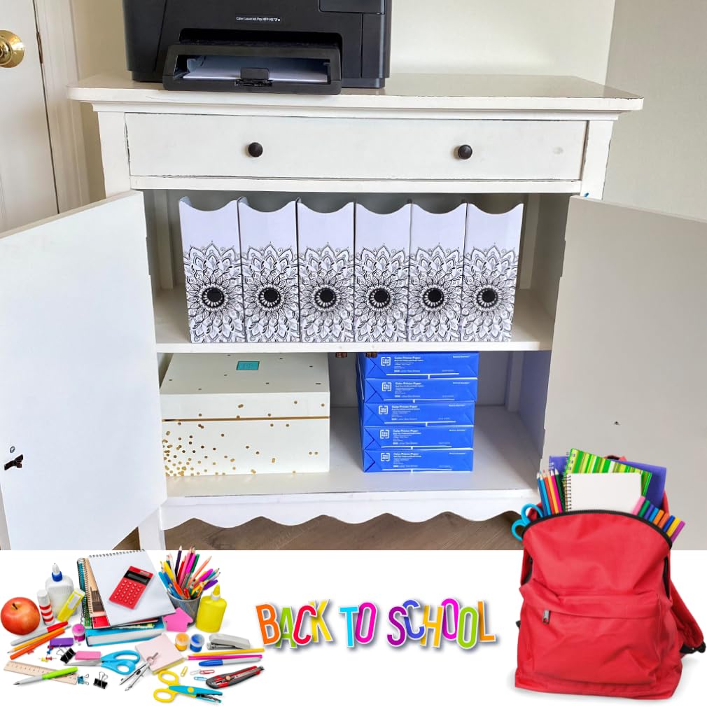 Evelots 6 Pack Magazine File Holder/Organizer-4 Inch Wide-Mandala-With Labels