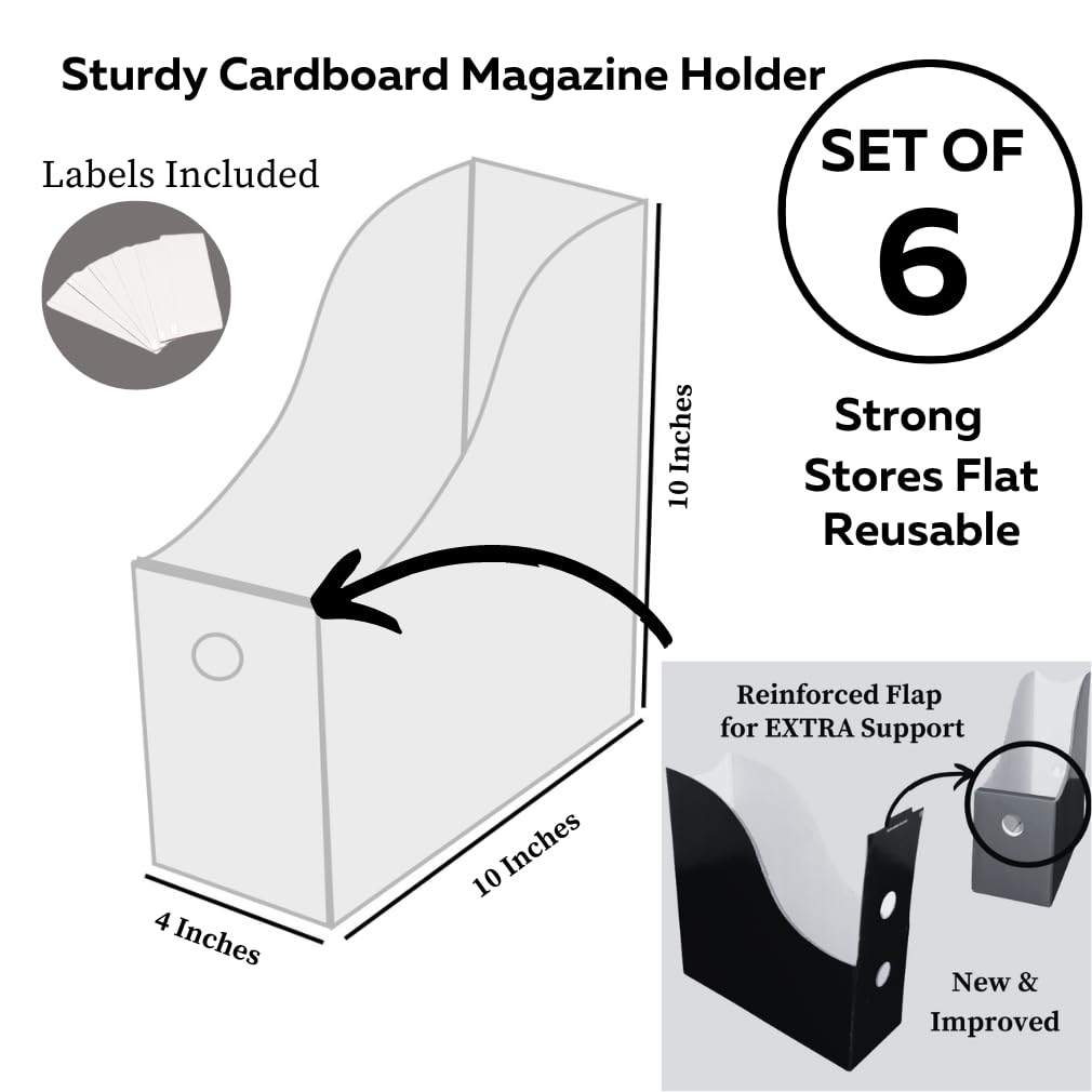 Evelots 6 Pack Magazine File Holder/Organizer-4 Inch Wide-Mandala-With Labels
