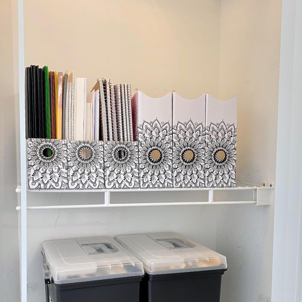 Evelots 6 Pack Magazine File Holder/Organizer-4 Inch Wide-Mandala-With Labels