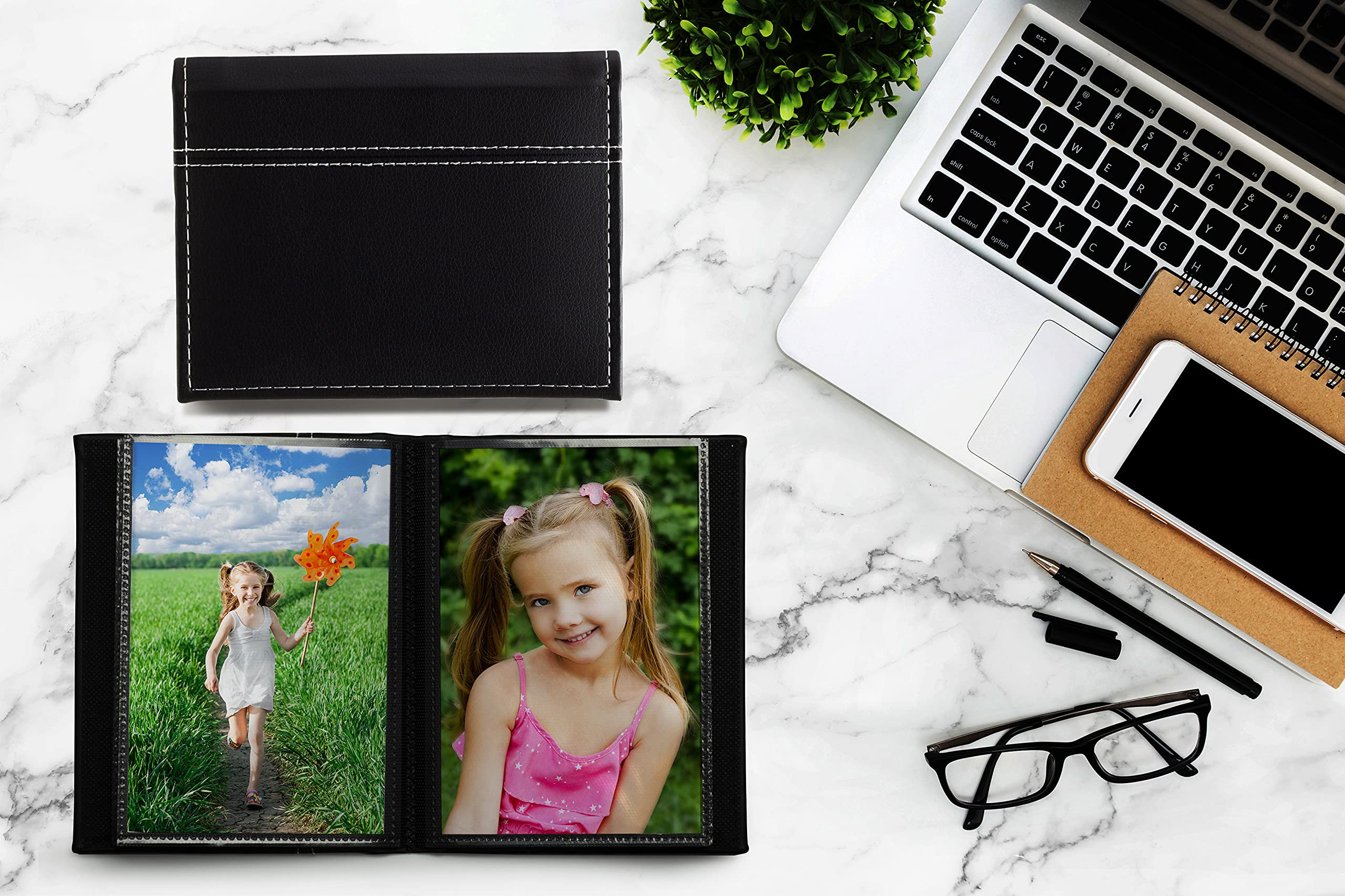 4x6 Black Photo Album w/White Stitching - Holds 24 Photos