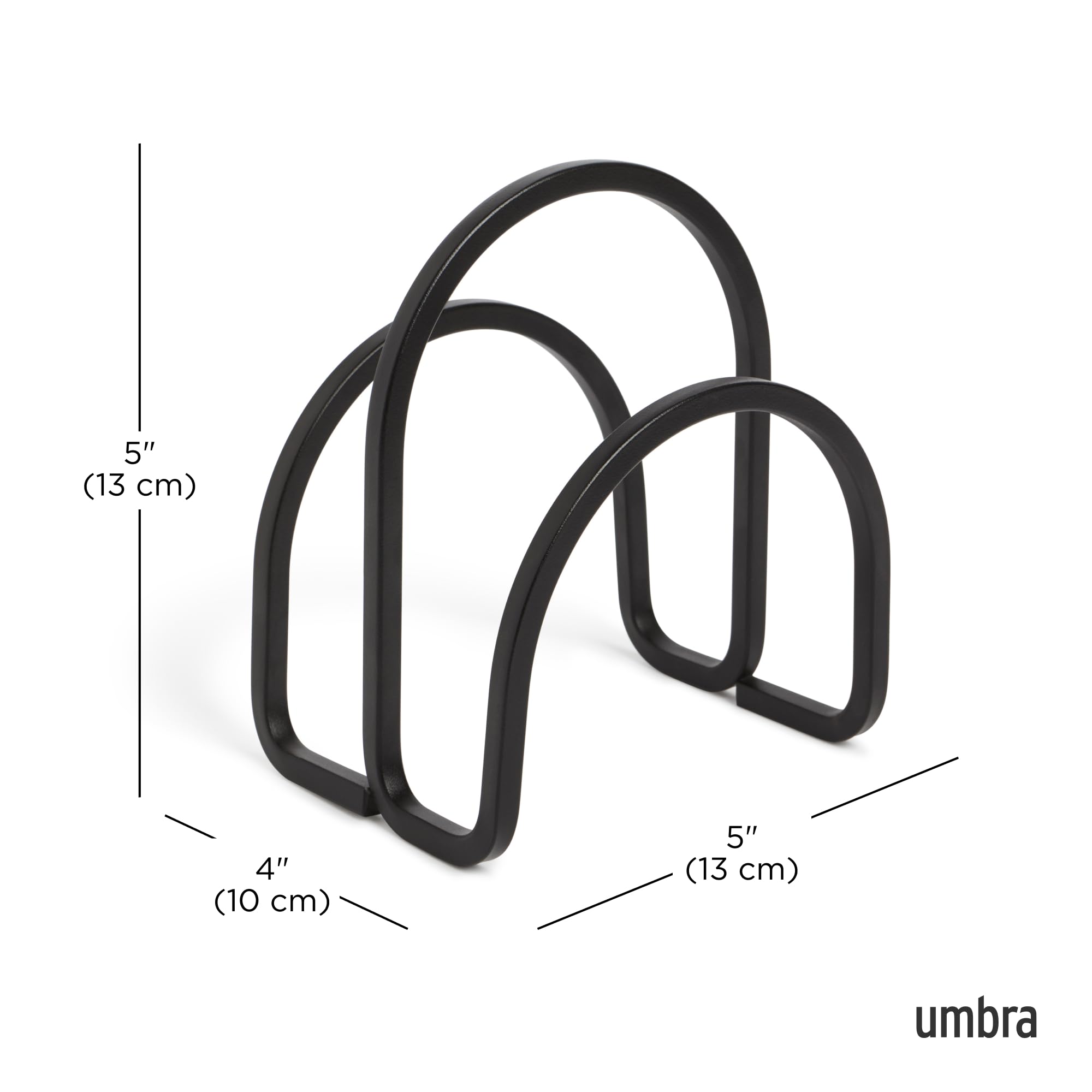 Umbra Squire Napkin Holder for Kitchen, Works with Square and Rectangular Napkins for Dinner, Luncheon or Cocktail, Black