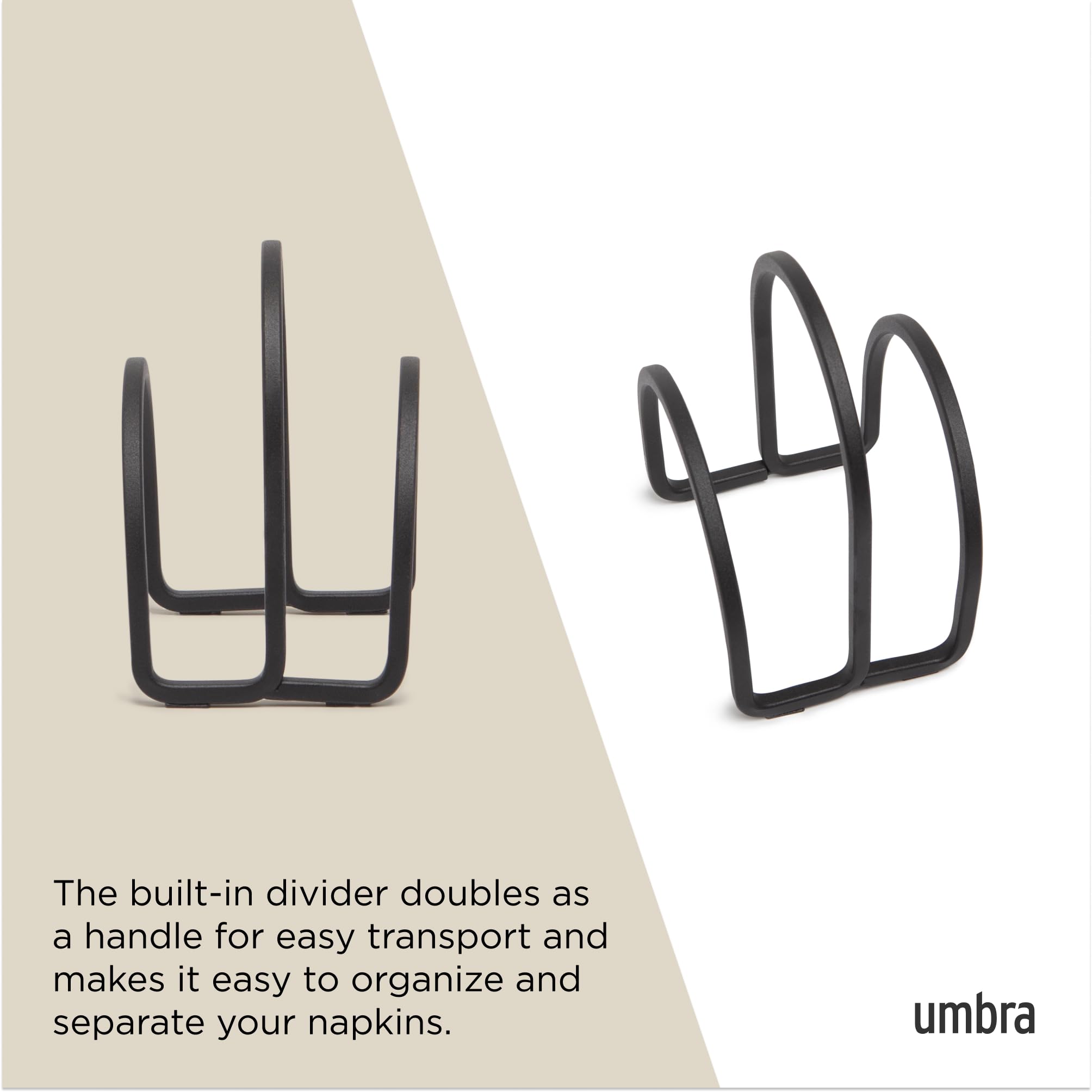 Umbra Squire Napkin Holder for Kitchen, Works with Square and Rectangular Napkins for Dinner, Luncheon or Cocktail, Black