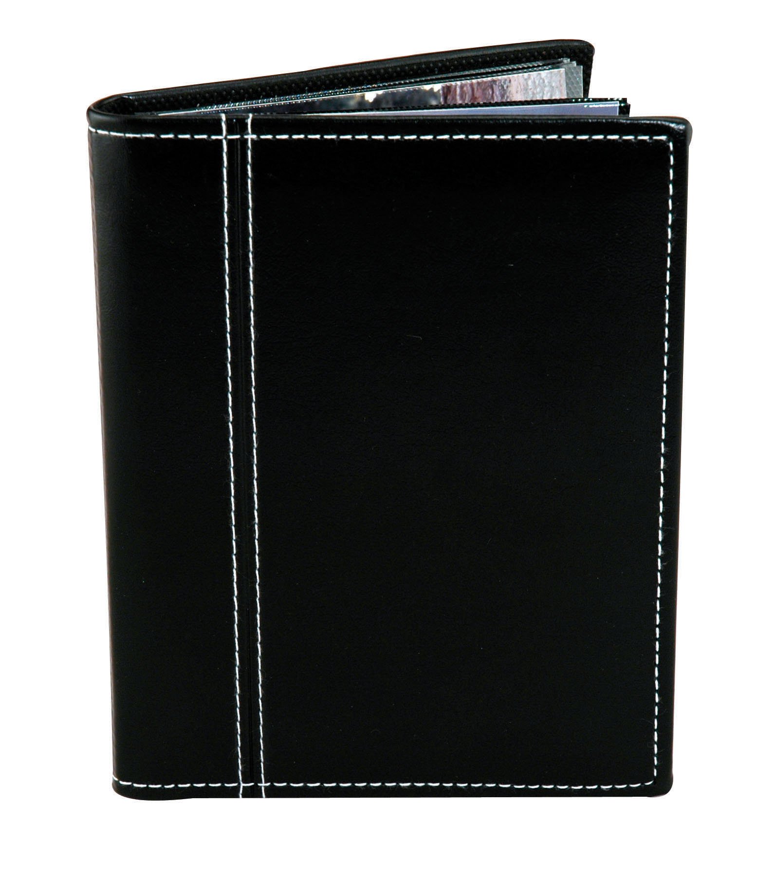 4x6 Black Photo Album w/White Stitching - Holds 24 Photos