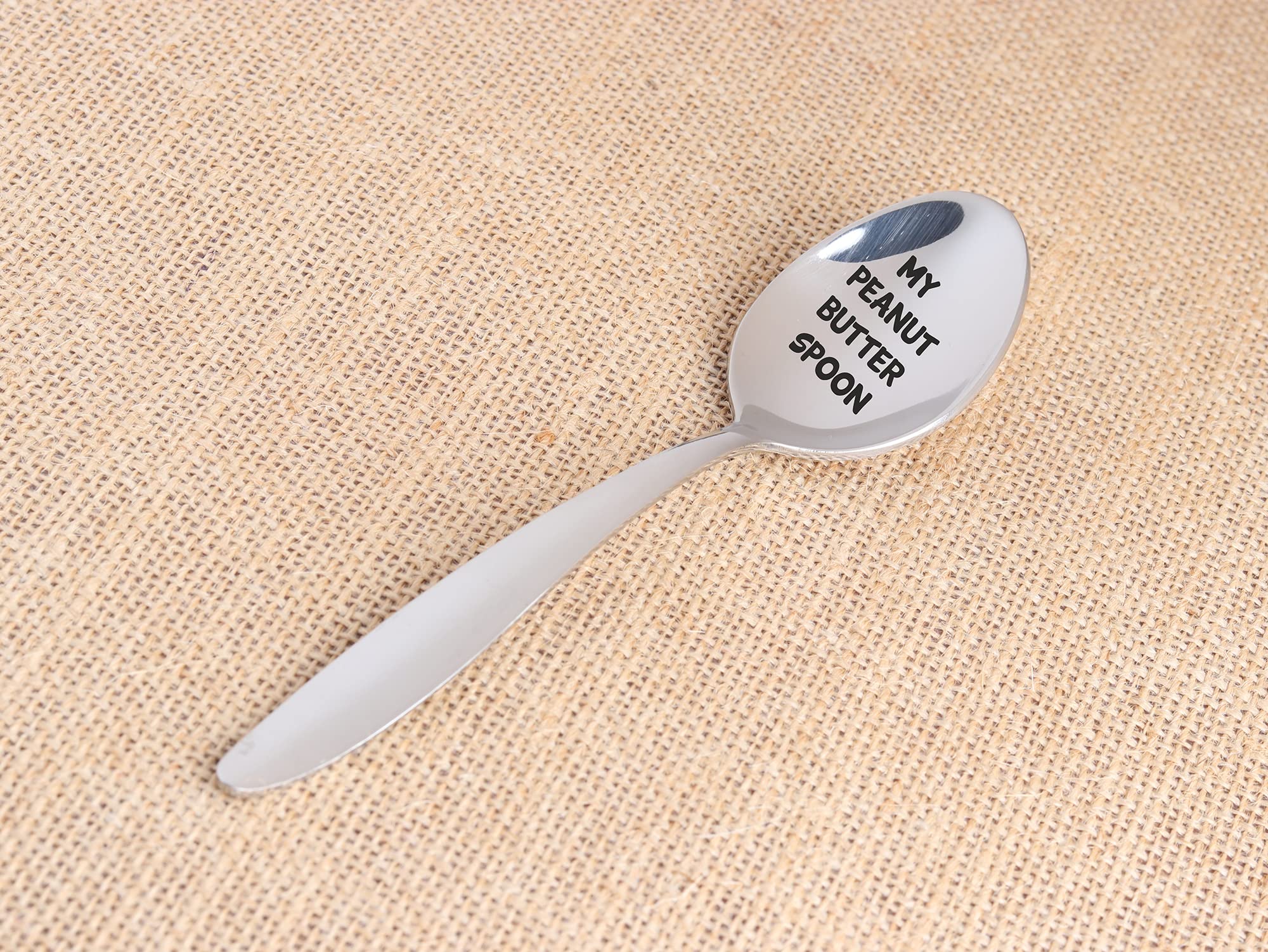 RoThings My Peanut Butter Engraved Spoon Gift | For Lovers Birthday Anniversary Christmas Stocking Stuffer 7 Inches Stainless Steel Unique Gift, Silver